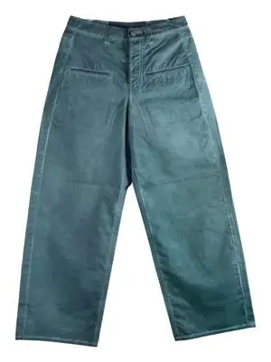 UMA WANG Straight-leg Logo-patch Trousers - Blue