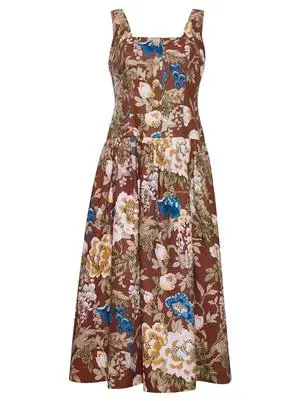 Cara Cara Feliz Floral-print Midi Dress - Brown
