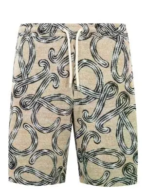 Loewe Anagram Pattern Drawstring Shorts - Brown