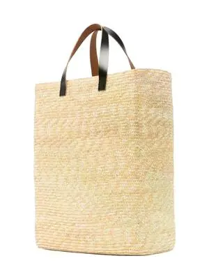 Plan C Large Florentine Straw Tote Bag - Neutrals