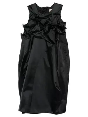 Comme Des Garçons Ruffled Satin Midi Dress - Black