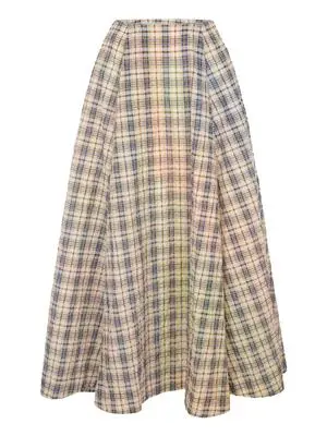 Bernadette Kennedy Check-Pattern Midi Skirt Blue