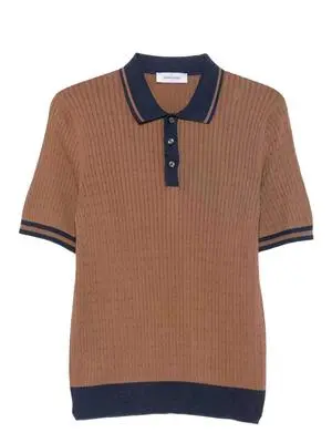 GRAN SASSO Cable-knit Polo Shirt - Brown