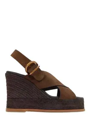 CastaÑer Betina Suede Wedge Sandals - Brown