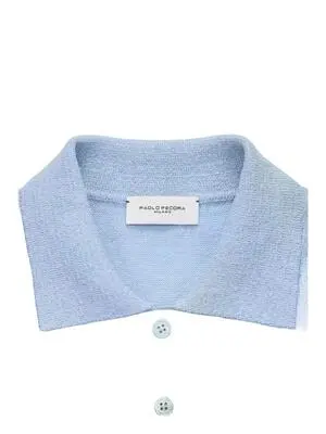 PAOLO PECORA Silk Bouclé Polo Shirt - Blue