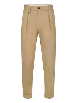 PAOLO PECORA Pleated Turn-up Trousers - Neutrals