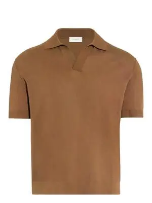 PAOLO PECORA Open-collar Loose-fit T-shirt - Brown