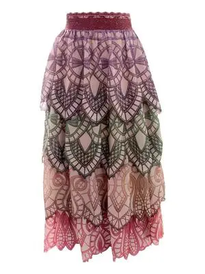 CECILIA PRADO Aurora Tiered Midi Skirt - Pink