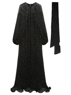 Dorothee Schumacher Polka Dot Maxi Dress With Scarf - Black