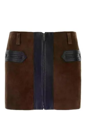 Marni Suede Panelled Mini Skirt - Brown