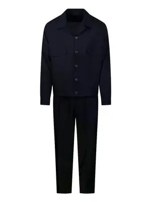 SANTANIELLO Long-sleeve Trousers And Shirt Set - Blue