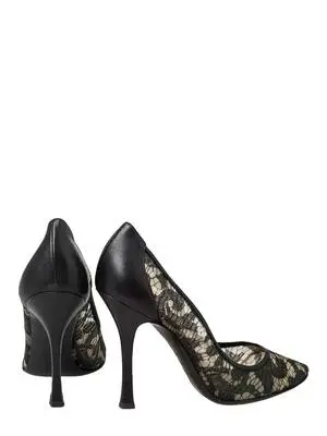SERGIO ROSSI 105mm Lace Heeled Pumps - Black