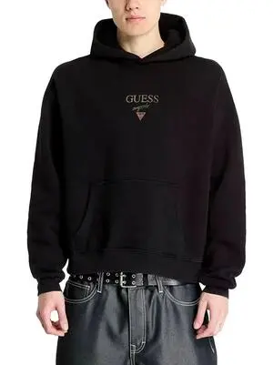 Guess Logo Embroidered Hoodie - Black
