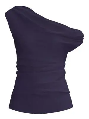 DIARRABLU Alba One-shoulder Draped Top - Blue