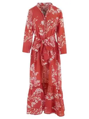 PEP'S Pepp's Floral Print Ruffled Midi Dress - Red