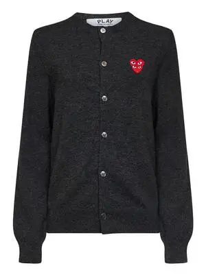 Play Comme Des Garcon Heart Appliqué Cardigan - Grey