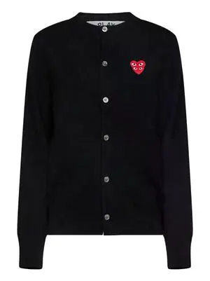 Play Comme Des Garcon Heart Appliqué Cardigan - Black
