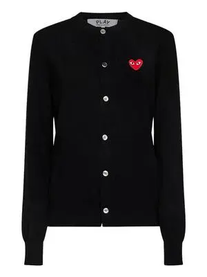 Play Comme Des Garcon Heart Patch Cardigan - Black