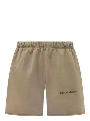 GALLERY DEPT. Logo Print Raw Edge Shorts - Neutrals