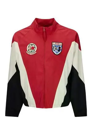 FOUND Colour-block Embroidered Jacket - Red