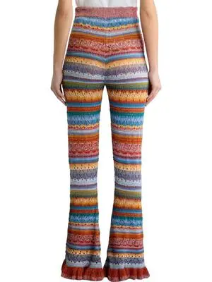 Etro Striped Cotton Flared Trousers - Red