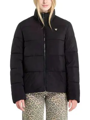 Guess Quilted Logo-plaque Jacket - Black