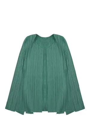 Issey Miyake Pleated Cardigan - Green