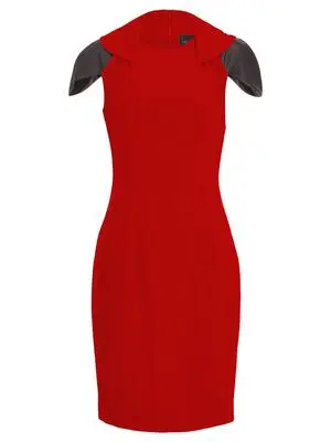 LAYO G Layo G Crimson Stretch Zip Collar Midi Dress