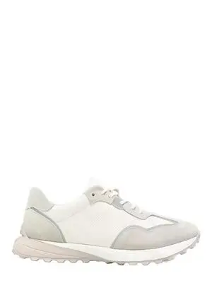 SERGIO MORETTI FIRENZE Perforated Suede-panel Sneakers - Grey