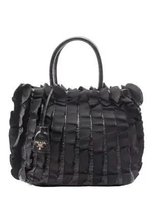Prada 2000s Frilled Tote Bag - Black