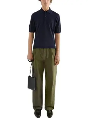 JIL SANDER Short-sleeve Wool Polo Shirt - Blue