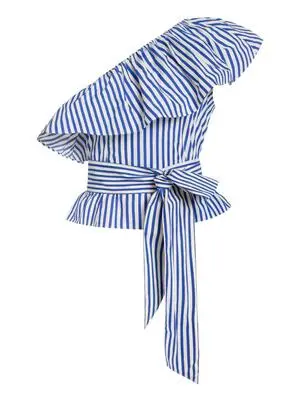 MARIE OLIVER Idah Ruffled One-shoulder Top - Blue