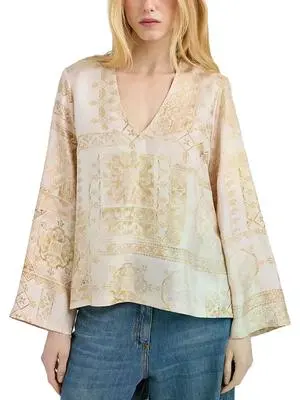Momoni Printed Silk-twill Blouse - Neutrals