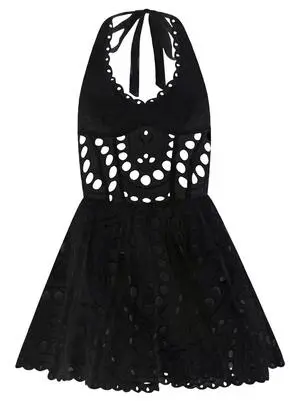 Charo Ruiz Ibiza Sandlight Broderie Anglaise Halterneck Dress - Black