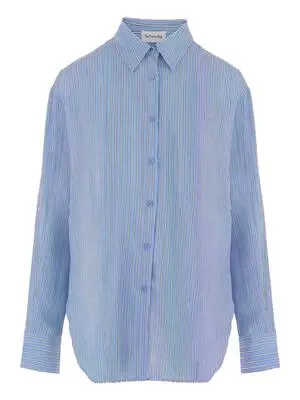 THE FRANKIE SHOP Peri Striped Long-sleeve Shirt - Blue