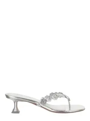 Amina Muaddi Janis Flower-appliqué Sandals - Silver