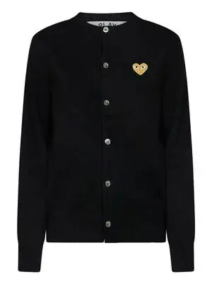 Play Comme Des Garcon Heart-patch Cardigan - Black