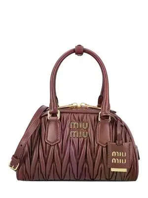 Miu Miu Matelassé Leather Shoulder Bag - Brown