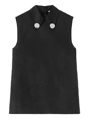 JIL SANDER Sleeveless Cotton Blouse With Silver-tone Hardware - Black