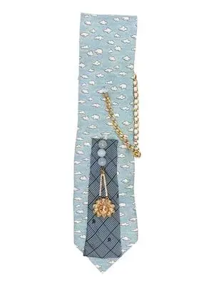 A.N.G.E.L.O. VINTAGE CULT Customized Hermés Cloud Print Tie Stefania Bertoni - Blue