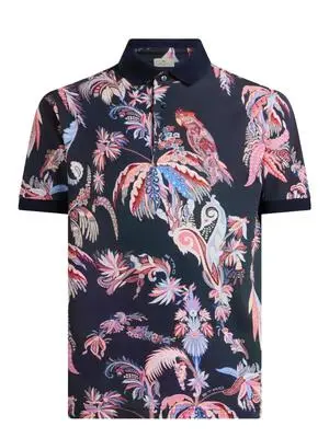 Etro Parrot-print Palm-tree-print Polo Shirt - Blue