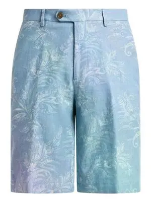 Etro Jacquard Motif Denim Shorts - Blue