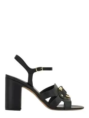 FERRAGAMO Gancini Ornament Sandals - Black