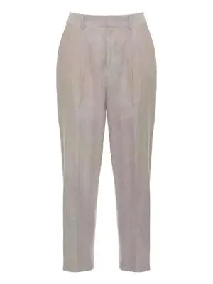 PT TORINO Herringbone Pleated Trousers - Grey