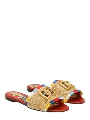 Dolce & Gabbana Raffia Flat Slides - Neutrals