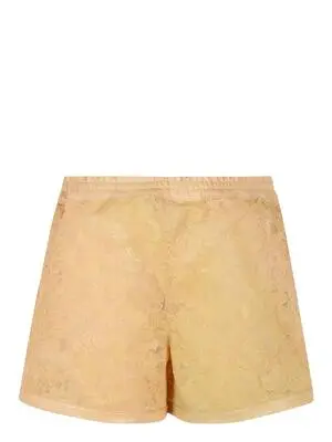 Ermanno Scervino Lace Overlay Leather Trim Shorts - Brown