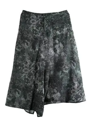 Y’s Abstract Print Asymmetric Hem Trousers - Grey