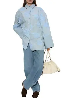 ROTATE BY BIRGER CHRISTENSEN Floral Motif Oversized Shirt - Blue
