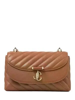 JIMMY CHOO Curve Quilted Leather Crossbody Bag With Monogram - Brown