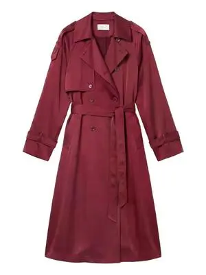 DANAMÉ Double-breasted Belted Trench Coat - Red